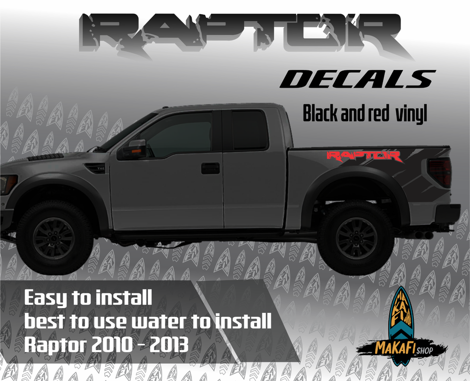 2010 - 2014 Gen 1 Ford Raptor SVT decals Vinyl Cut black, Red Raptor ...