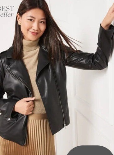 Talbots Faux Moto Leather Jacket | eBay
