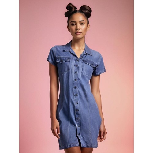 Bugle Boy Women's 8 Denim Dress Blue Dancer Embroidered Knee Length ...