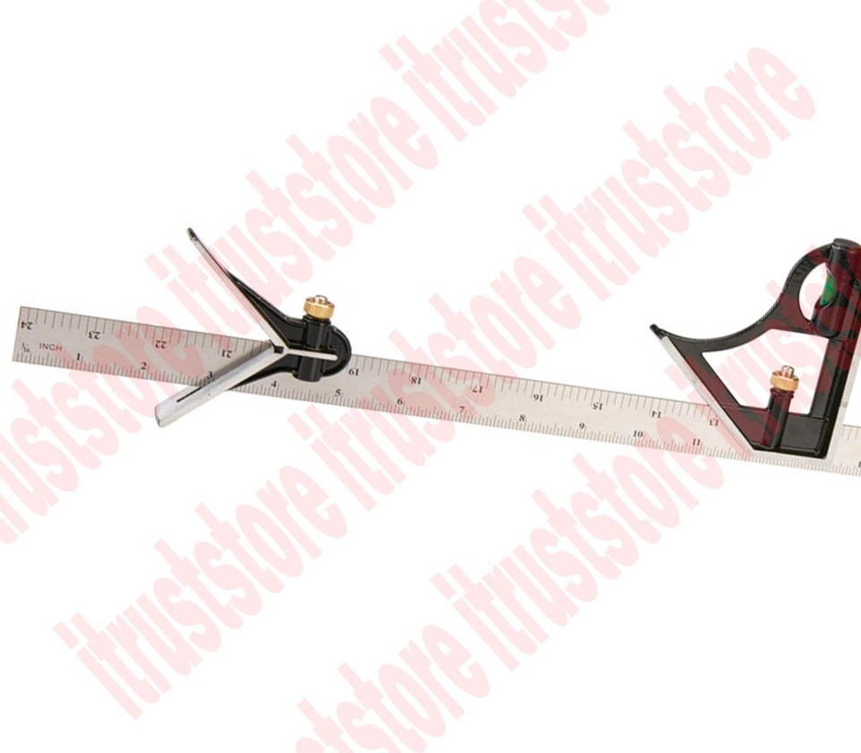 LONG STEEL MACHINIST COMBINATION TRY TRI SQUARE RULER MEASURING ANGLE ...