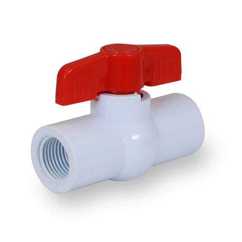 PVC Ball Valve 2" FIP Red Handle Water Shut-Off 482U200 White Plastic ...