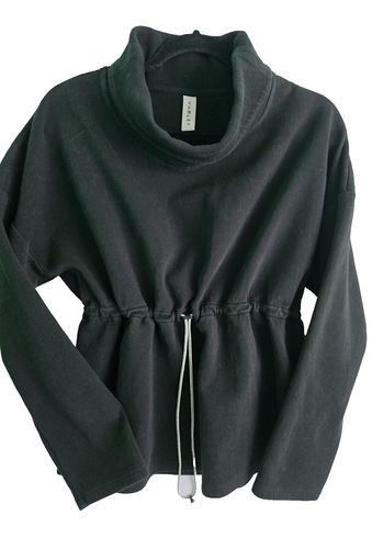 Varley Women's Drawstring Waist Pullover Turtleneck Sweatshirt Black ...