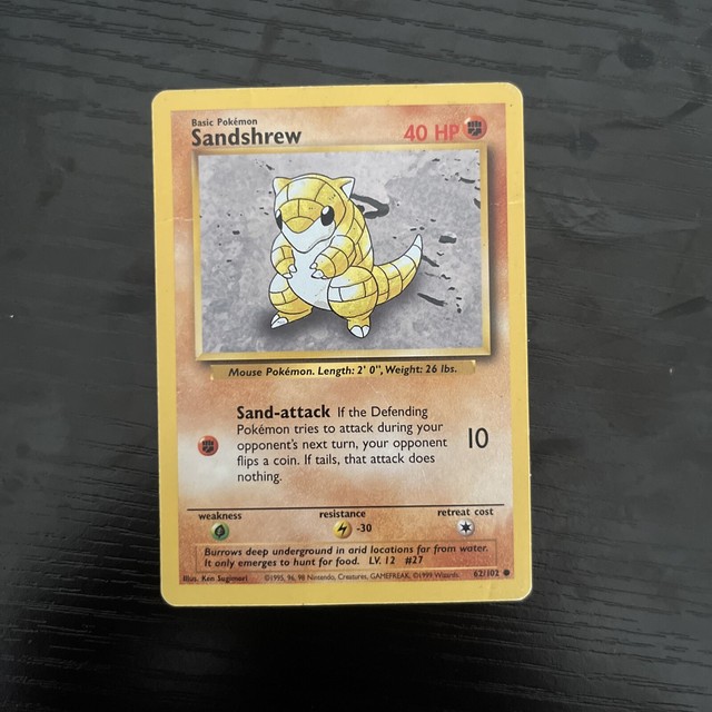 Pokémon TCG Sandshrew Base Set 62/102 Regular 1st Edition Common for ...