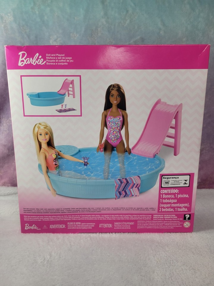 Barbie 11.5 Inch Pool Playset Slide Doll Accessories Mattel NIB | eBay