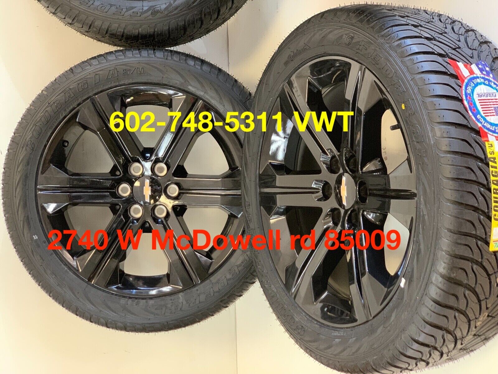 22 inch CHEVY RIMS TIRES TAHOE WHEELS BLACK 6 SPOKES SEZ Rims 22x9 ...