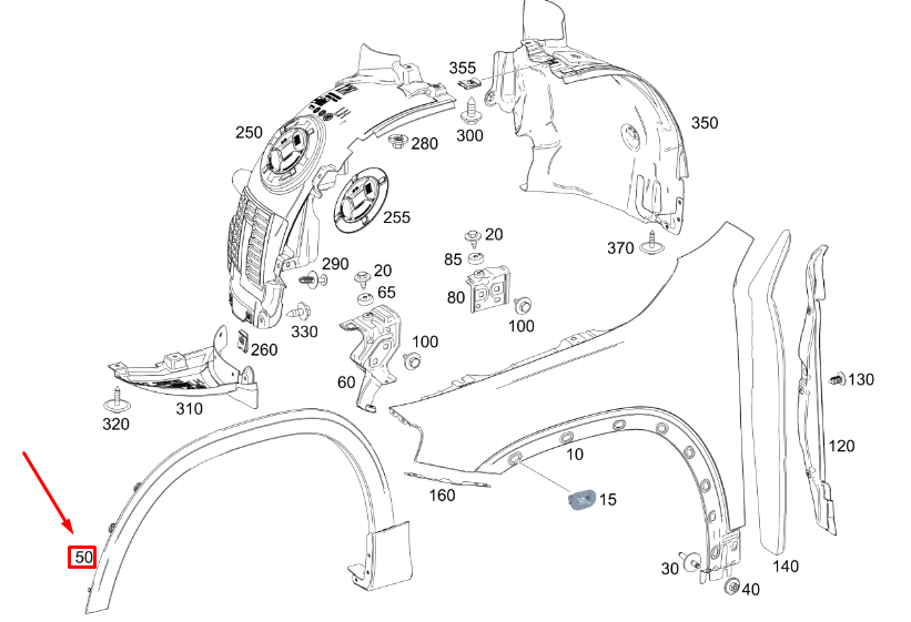 MB GLB X247 Front Right Fender Wheel Arch Cover A2478850122 NEW GENUINE ...