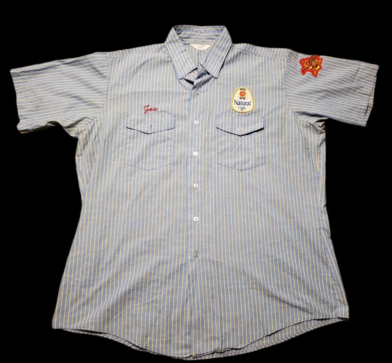 Vintage 70s Unitog Striped Uniform Shirt Natural Ligh… - Gem