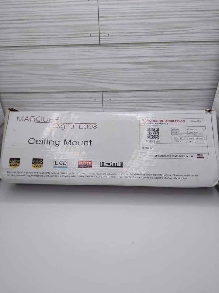 Marquee Digital Labs Projector Ceiling Mount New Open Box With Hardware And Ins. | eBay