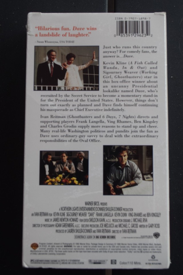 Dave NEW SEALED VHS Kevin Kline & Sigourney Weaver 85391296232 | eBay