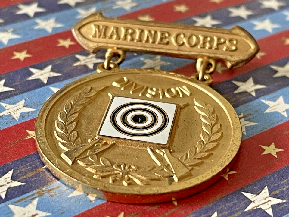 RARE VINTAGE USMC INTER DIVISION 10K GOLD RIFLE SHOOTING EIC ...