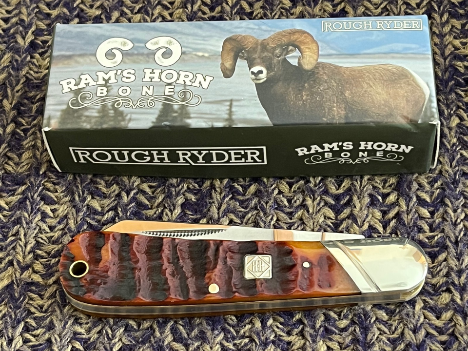 WOW = Beautiful Rough Rider Rams Horn "Cotton Sampler" Knife with ...