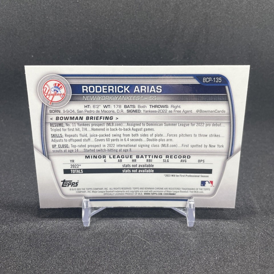 Roderick Arias 2023 Bowman Chrome Mojo Mega New York Yankees #BCP-135 ...