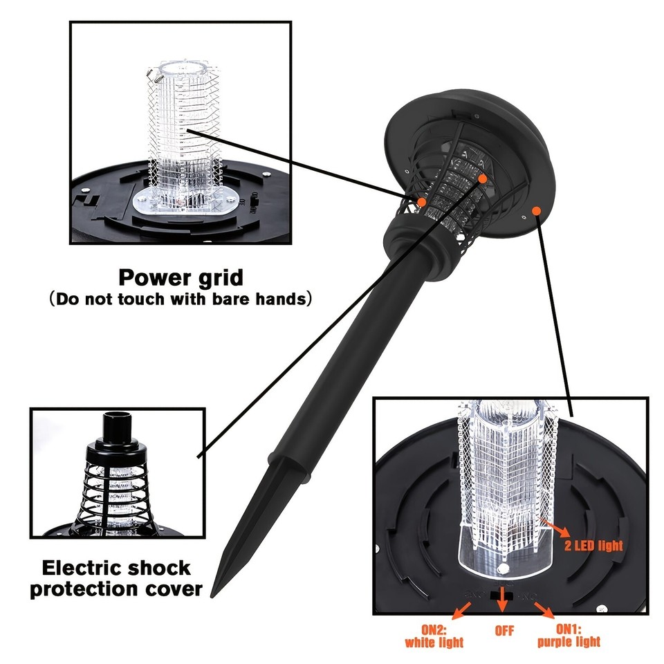 Solar Powered Electric Mosquito Killer Lamp LED Trap Lamp Fly Bug ...