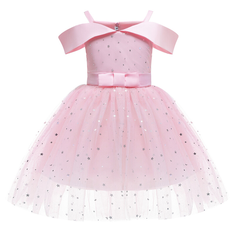 Children Princess Mesh Dresses Sleeveless Spaghetti Strap Star Sequin ...