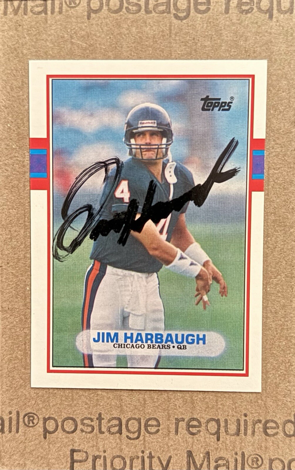 Jim Harbaugh Signed Rookie 1989 Topps Football Card #91T Auto Chargers ...