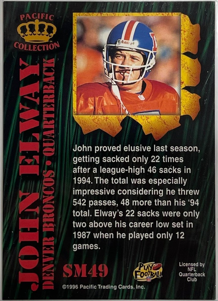 1996 Pacific Invincible #SM49 John Elway Smash-Mouth | eBay