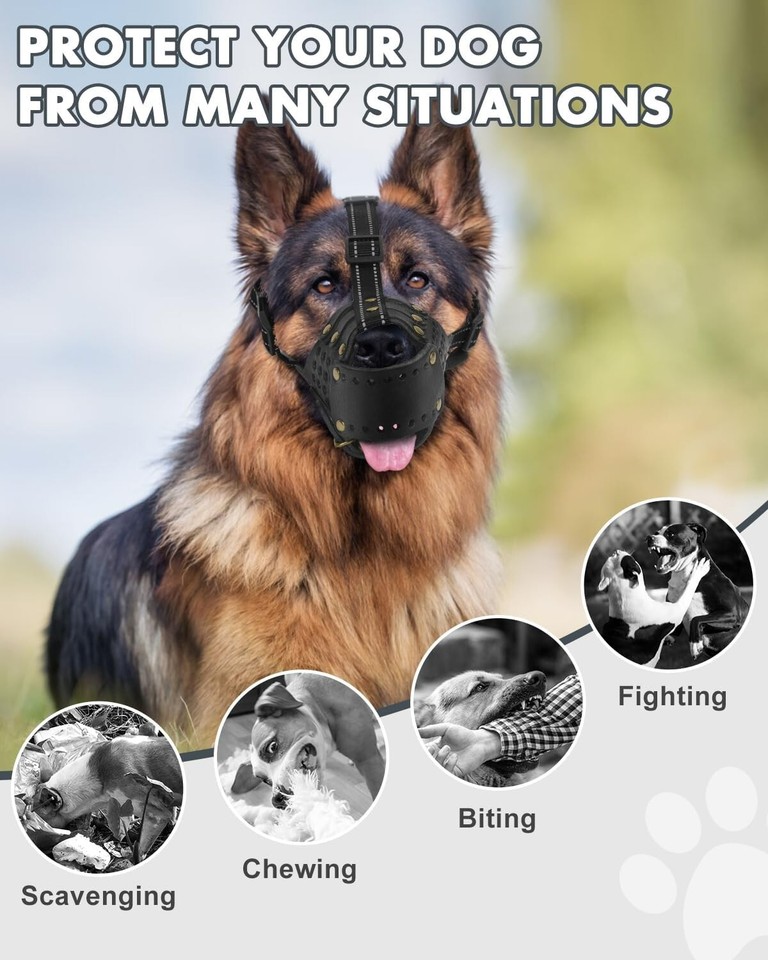 Heavy Duty Muzzle for Medium Large Dogs Biting Leather Basket German ...