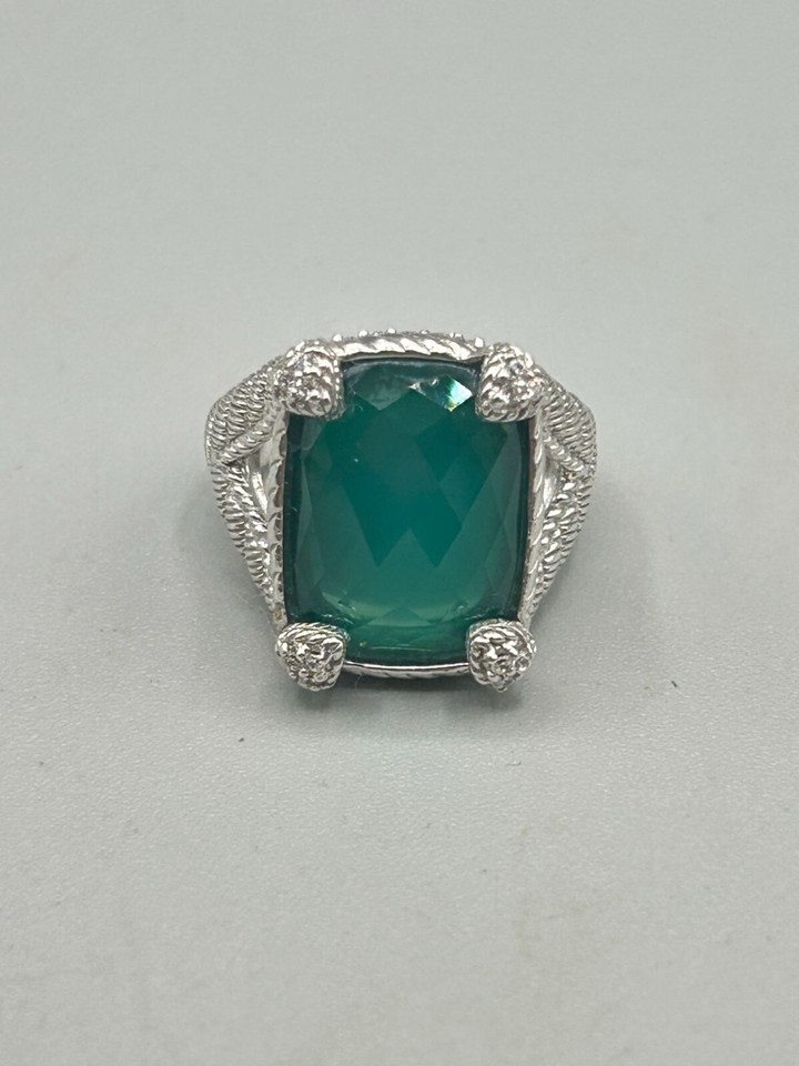 JUDITH RIPKA Ring Size 6 Green Goddess Ring Chalcedony Faceted Stone | eBay