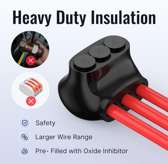 Pack of 6, 4-14 AWG Insulated Multi-Tap Connector, 3 Wire Port Single ...