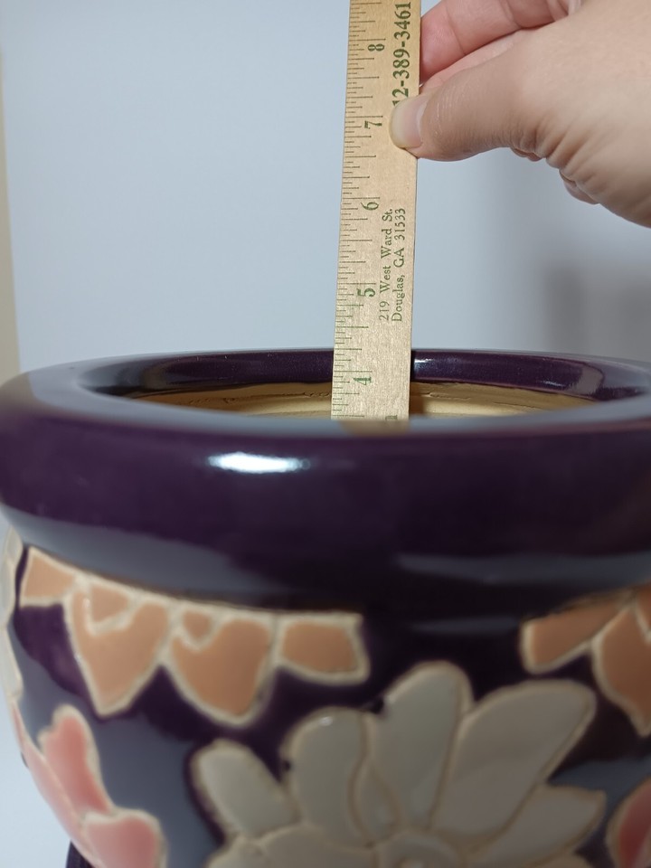 Floral Clay Pot Planter With Connecting Under Dish And Drain Hole 5" By ...