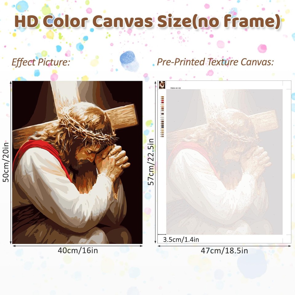 Jesus Prayer Paint by Numbers Kit for Adults, Easter Cross Paint by ...