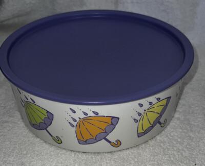 TUPPERWARE UMBRELLA Decor One Touch 9 1/2 Cup Cookie CANISTER Purple ...
