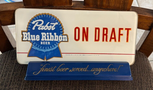 VINTAGE PABST BLUE RIBBON BEER ROG REVERSE ON GLASS SHELF TALKER STATUE ...
