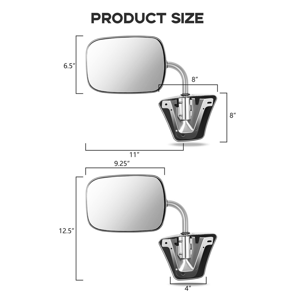 Manual Side View Mirrors LH & RH Pair Set Fits 1973-1991 Chevy Blazer ...