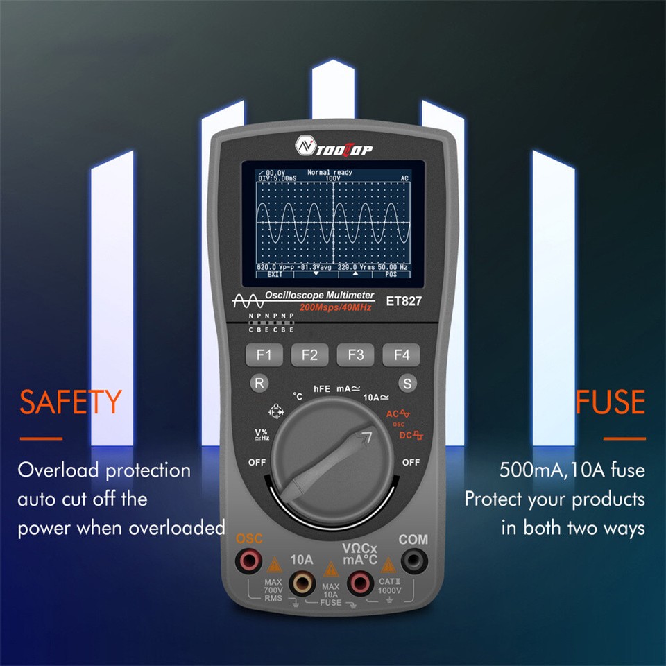 2in1 Handheld Digital Oscilloscope Multimeter 40MHz Bandwidth HD ...