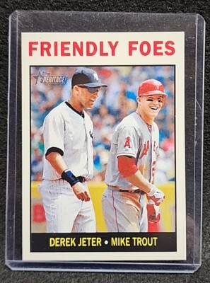 2013 Topps Heritage Friendly Foes Insert Derek Jeter Mike Trout #41 | eBay