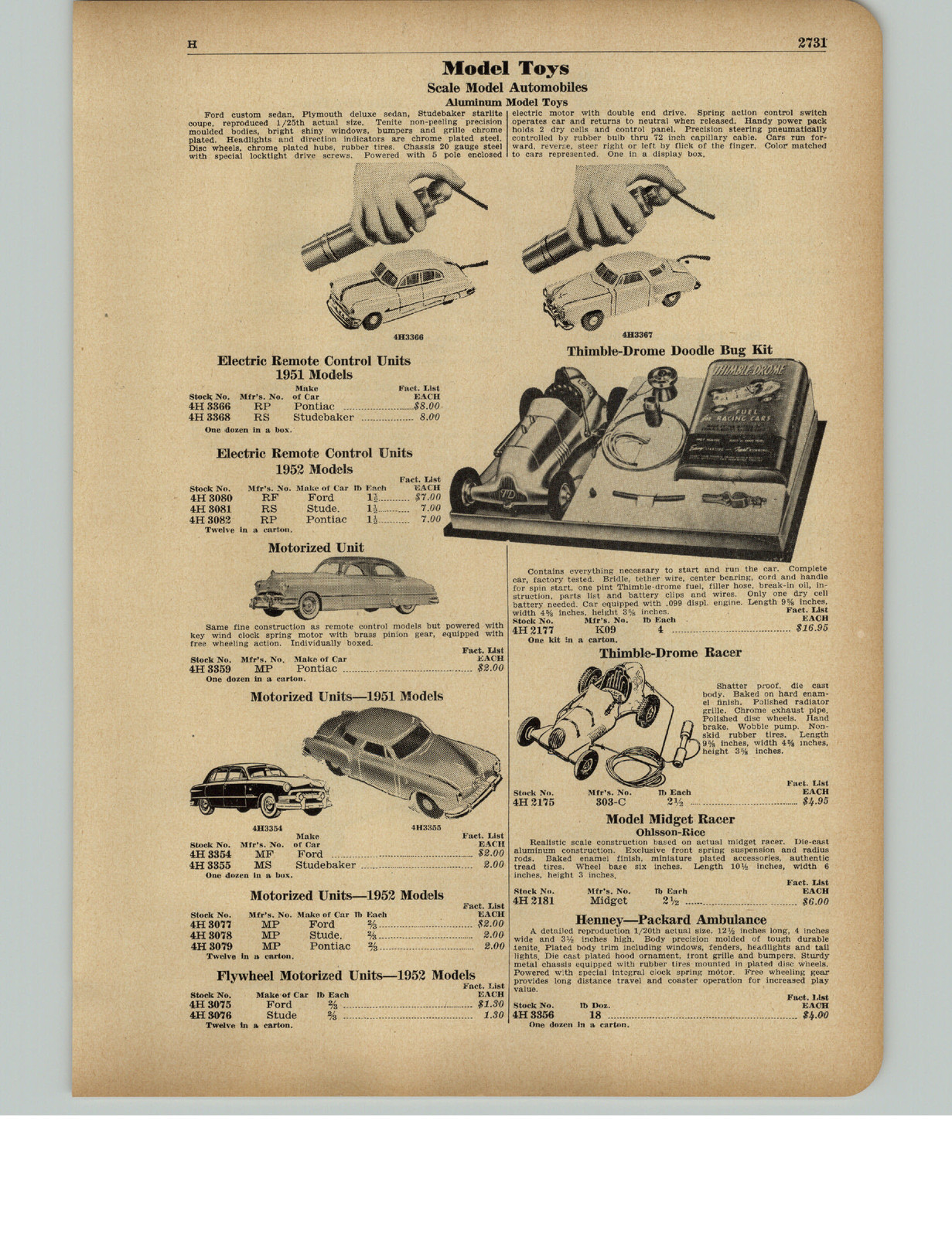 1951 PAPER AD Thimble Drome Fuel Racing Cars Doodle Bug Buddy L Trucks ...