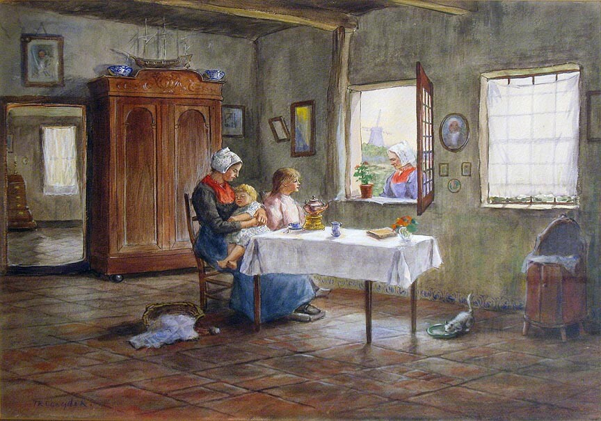 Thomas Raphael Congdon Original Watercolor Painting, Dutch interior ...