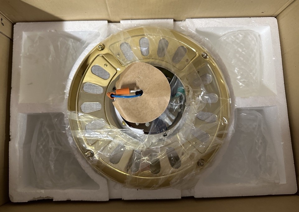 NEW Vintage Dynasty Christine Ceiling Fan White & Brass 52” 4 Blade ...