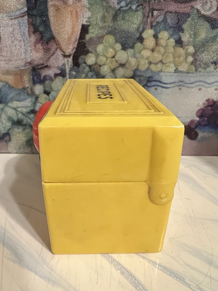 Yellow Hard Plastic Recipe Box Old Recipes “ Fosta Produce” Made In The ...