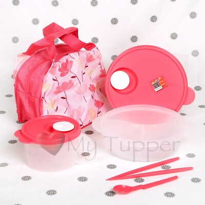 NEW Tupperware Crystalwave 5 Piece Lunch Set Microwave Flamingo Pink ...