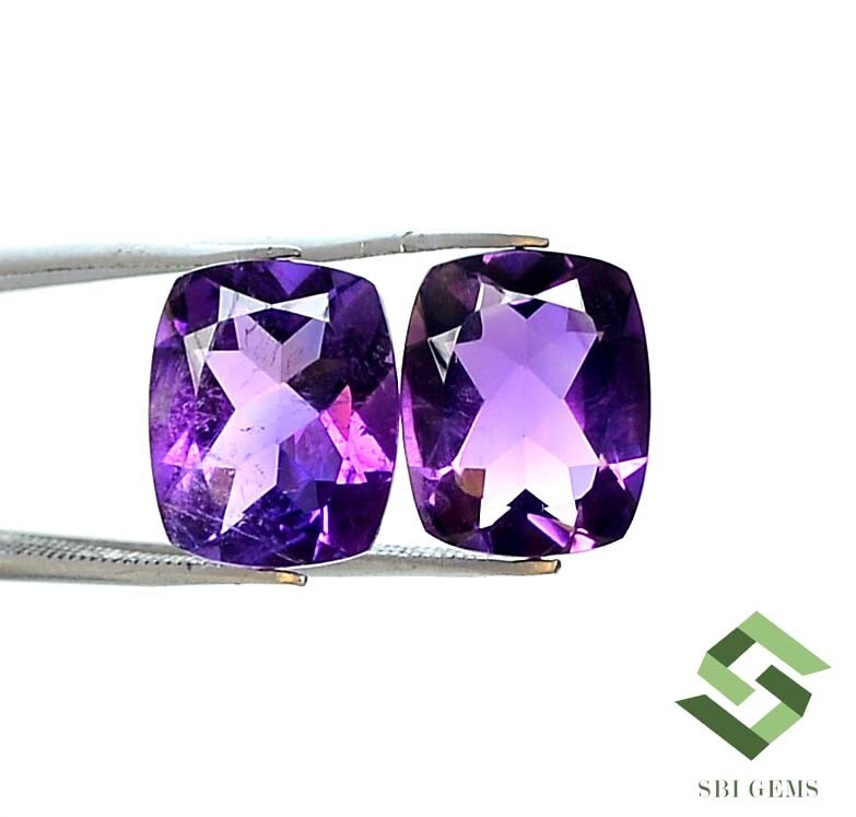 Certified Natural Amethyst Cushion Cut Pair 11x9 mm 7.04 Cts Loose ...