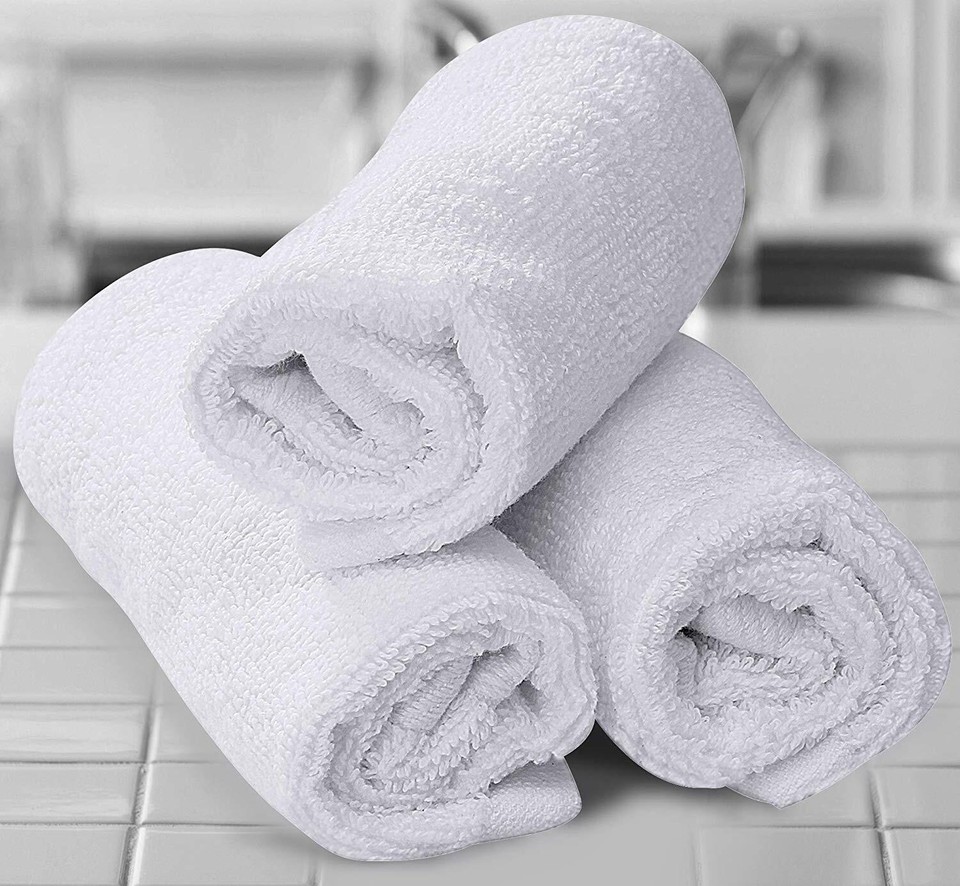Wash Cloths 100% Cotton Baby Soft Body Fabric White Extra Absorbent ...