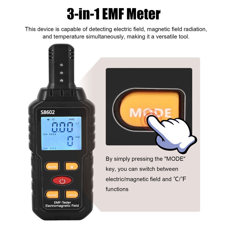LCD Radiation Detector Dosimeter EMF Meter Electromagnetic Tester ...