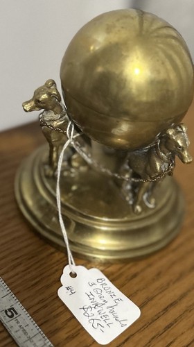 Antique French Engraved Bronze Inkwell With Ruby Glass Eyed Grey Hounds ...