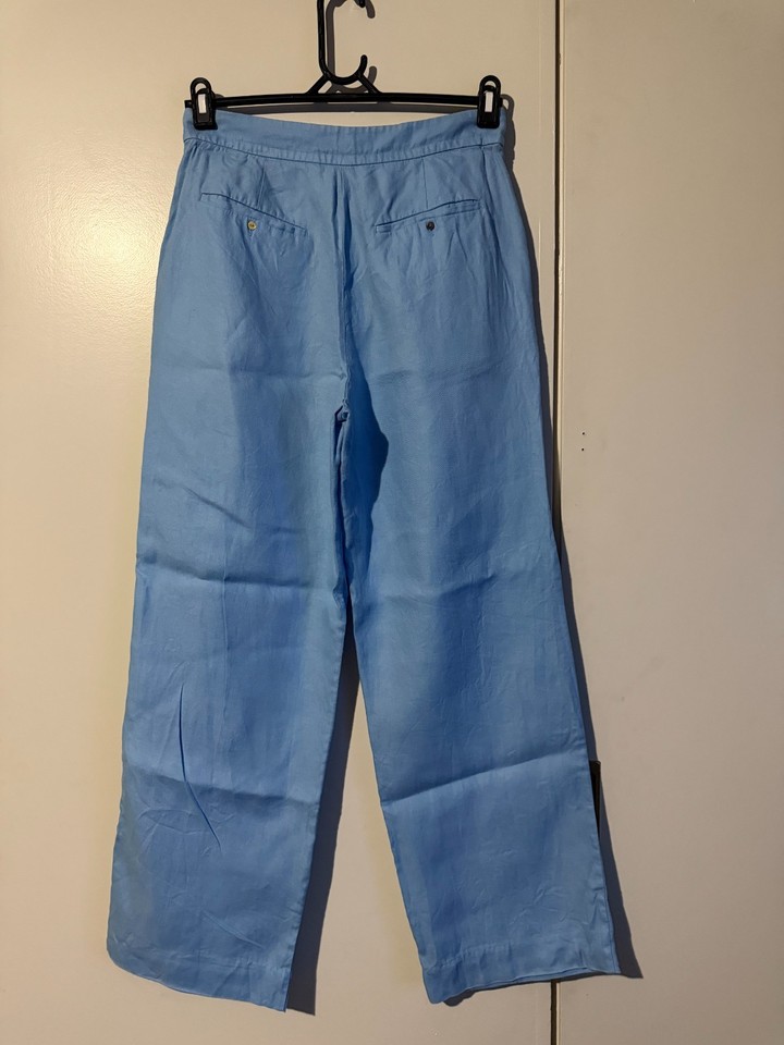 Womens COUNTRY ROAD 100% Organic Linen Blue Wide Leg Pants - Size 10 ...