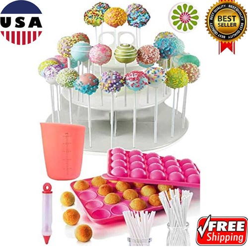 Round Complete Cake Pop Maker Kit Gift Decorate Non Stick Silicone ...