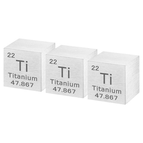 3Pcs Titanium Cube, 1" High Density Metal Element Cube for Education ...