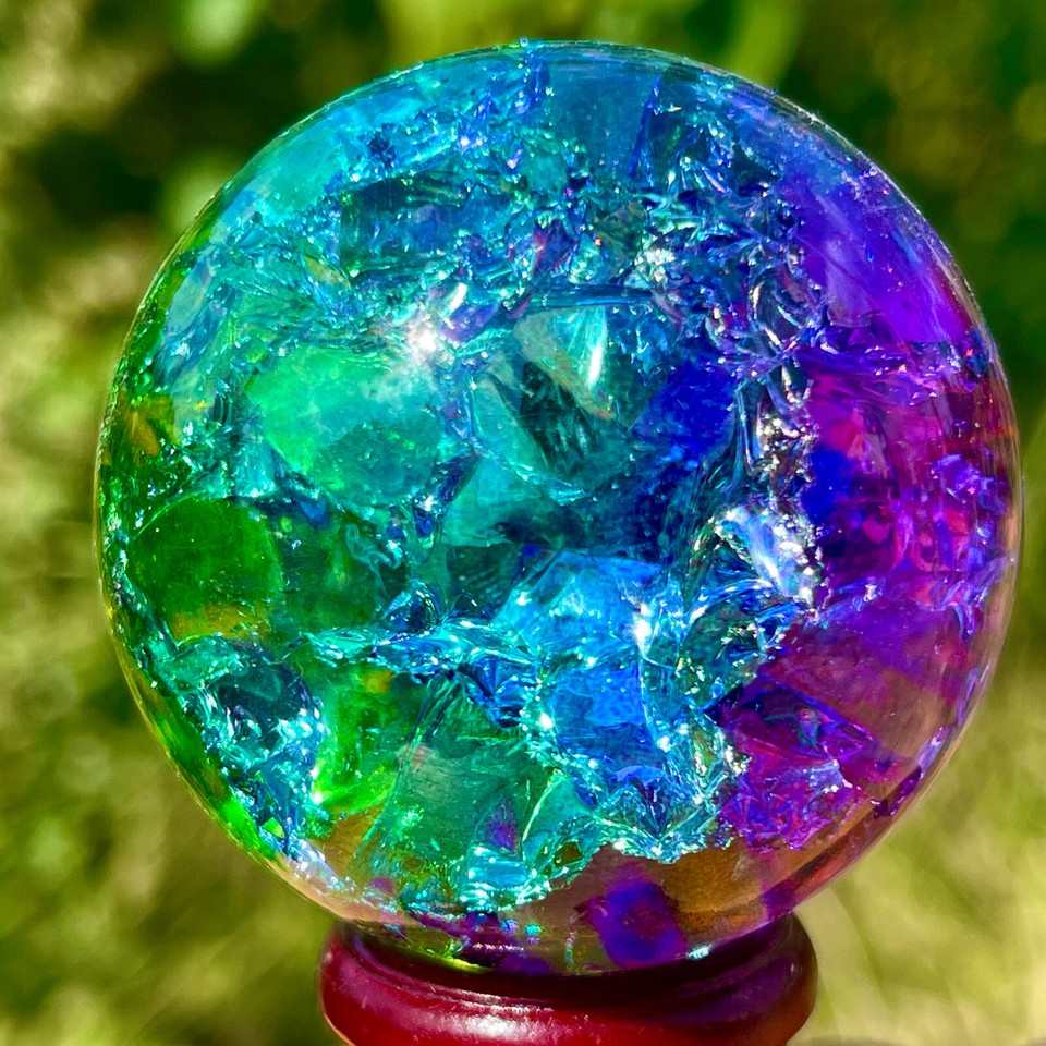 156G Natural Titanium Rainbow Quartz sphere Crystal ball Healing | eBay