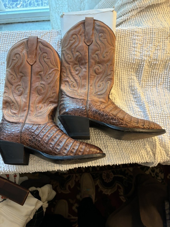 Vintage Nocona Hornback Caiman Brown Unisex 8.5 D M/7.5 D W Cowboy Boho ...