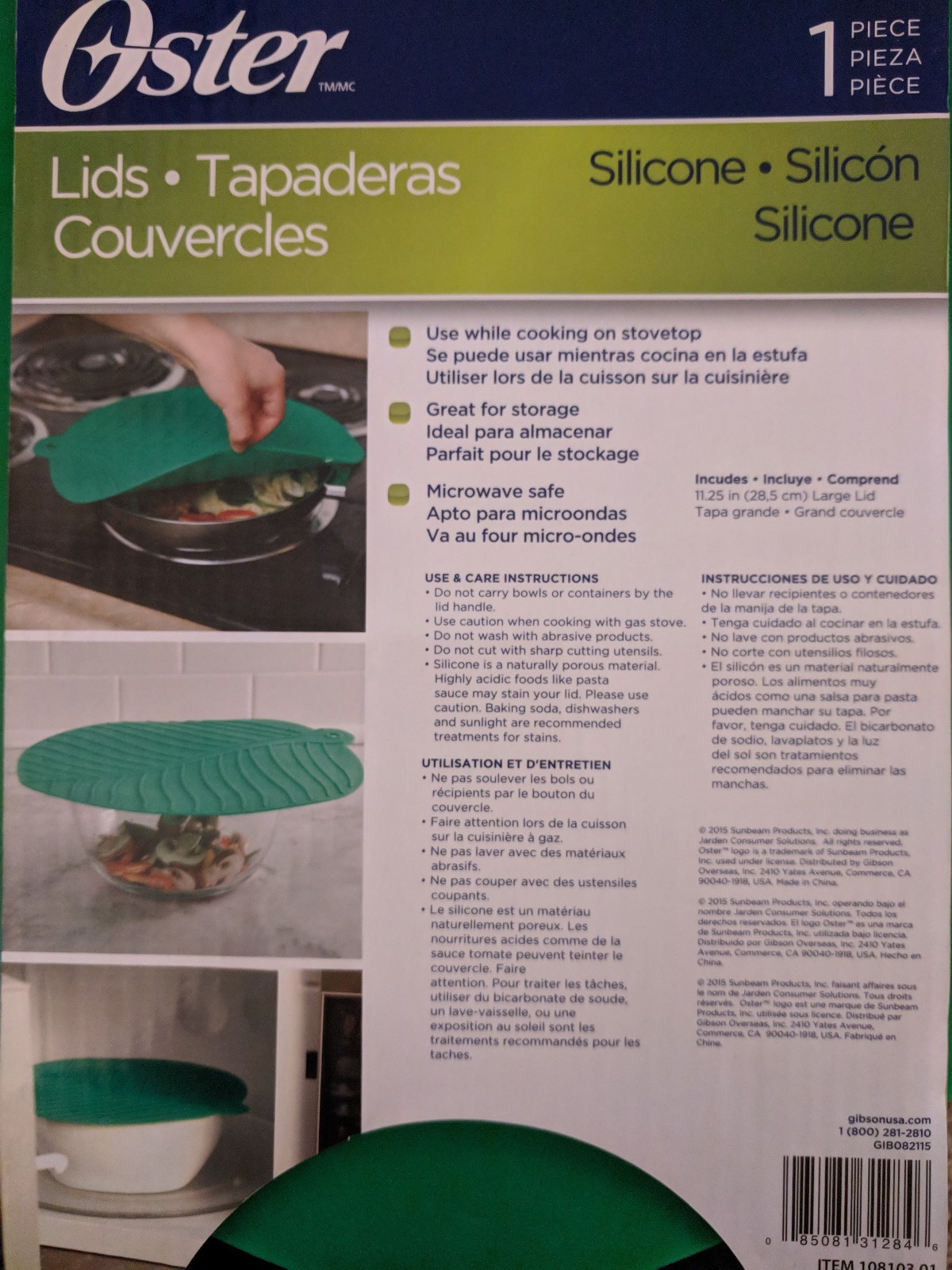 Large Silicone Lid Oster Gadget Green Brayfield 11.25" For reheating ...