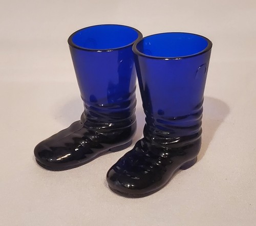 Boot Shot Glass Cobalt Blue Glass Star on Soles & Horseshoe on Sides ...