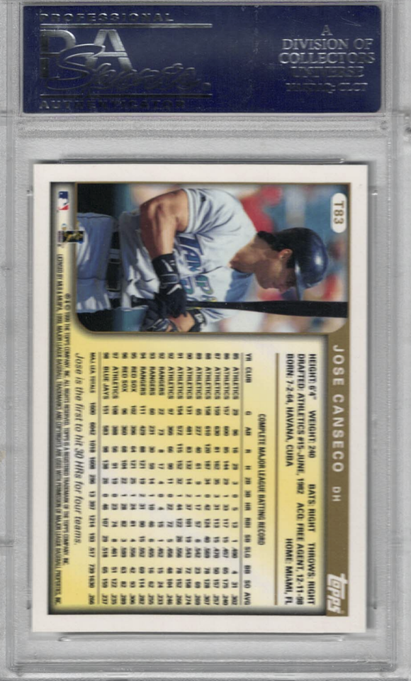 1999 TOPPS TRADED #T83 JOSE CANSECO PSA 10 ATHLETICS DEVIL RAYS | eBay