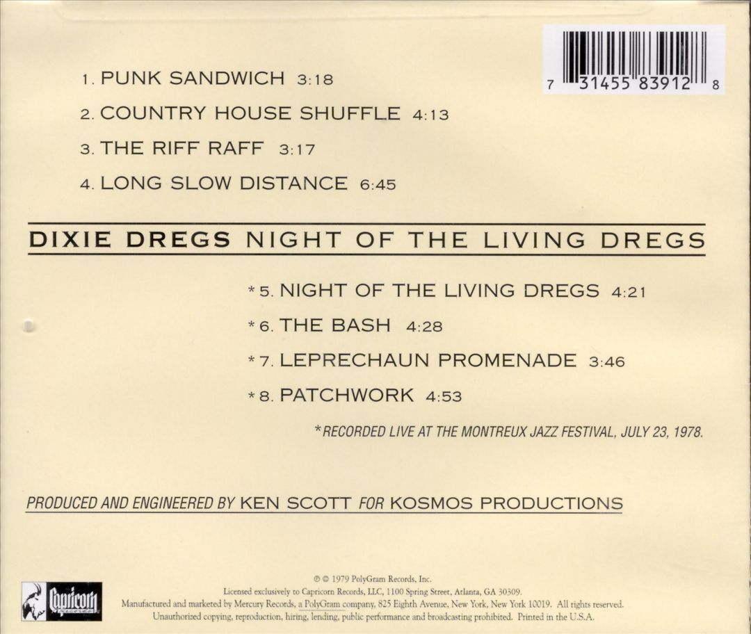 THE DIXIE DREGS - NIGHT OF THE LIVING DREGS NEW CD 731455839128| eBay