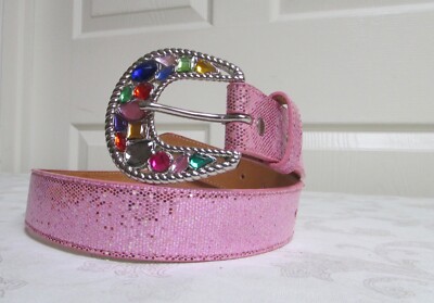3D 3219 Pink Glitter Belt With Jeweled Buckle Western Kids Girl Size 26 ...