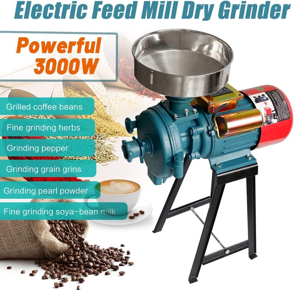 3000W Electric Grain Mill Grinder Commercial Electric Feed Miller Dry ...
